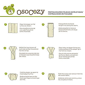 OsoCozy Unbleached Prefold Cloth Diapers – Soft and Absorbent Baby Diapers Made of 100% Unbleached Cotton - 10"x14", Fits 6-10 Lbs. - Diaper Service Quality (DSQ), (Newborn, 4x6x4 Layering)