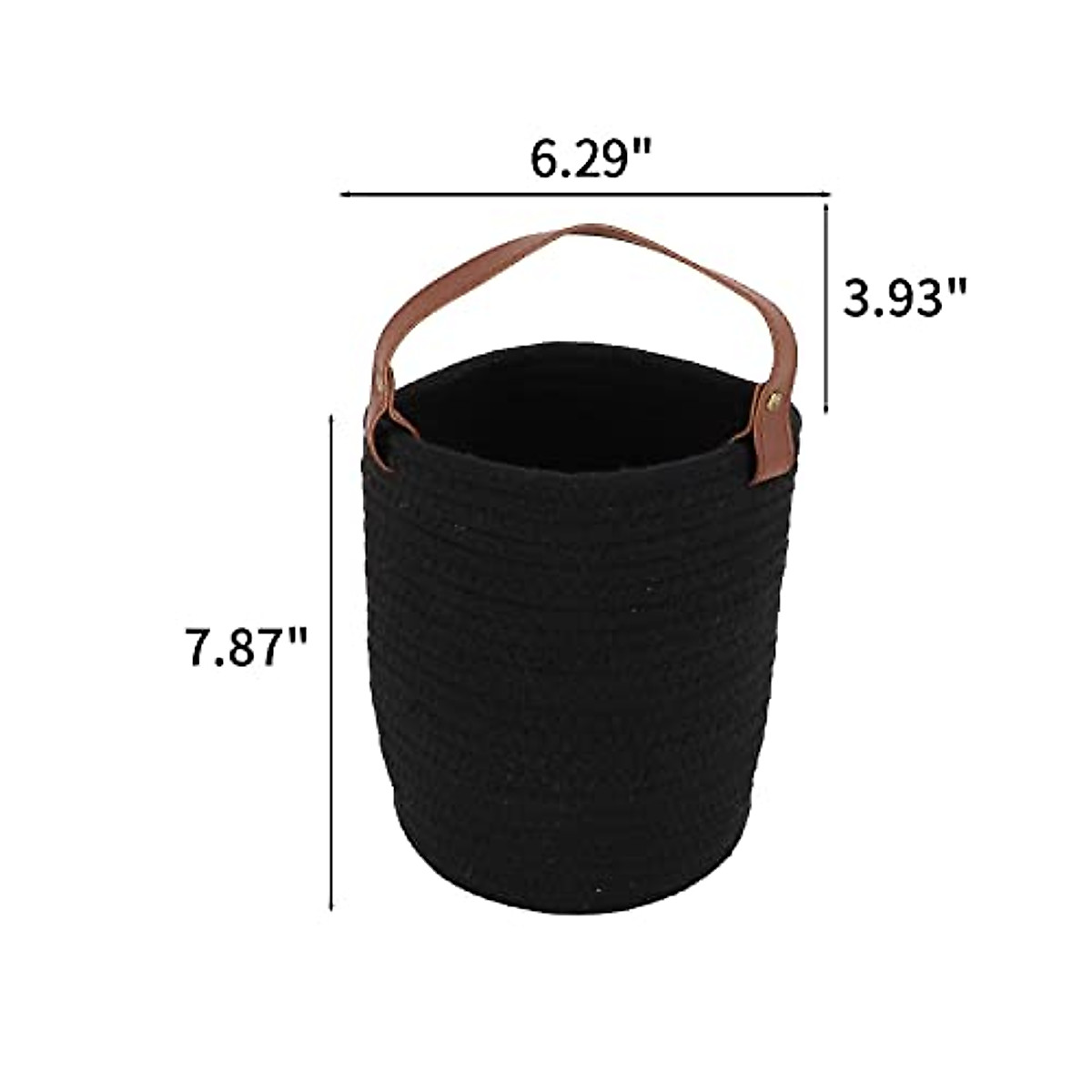 JJSQYLAN Hanging Basket(2Piece) Wall Woven Cotton Rope Storage Basket with Leather Decorative Baskets Organizer for Kitchen Office Bedroom,Plants,Towels, Toys