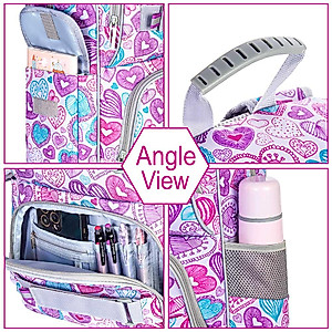 FTJCF Laptop Backpack, 16 Inch School Bag College Bookbag, Anti Theft Daypack Bags and Lunch Bag Set, Water Resistant Love Backpacks for Teens Girls Women Students (PinkGrey)