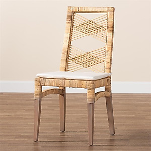 Baxton Studio Poltak Modern Natural Brown Rattan Dining Chair