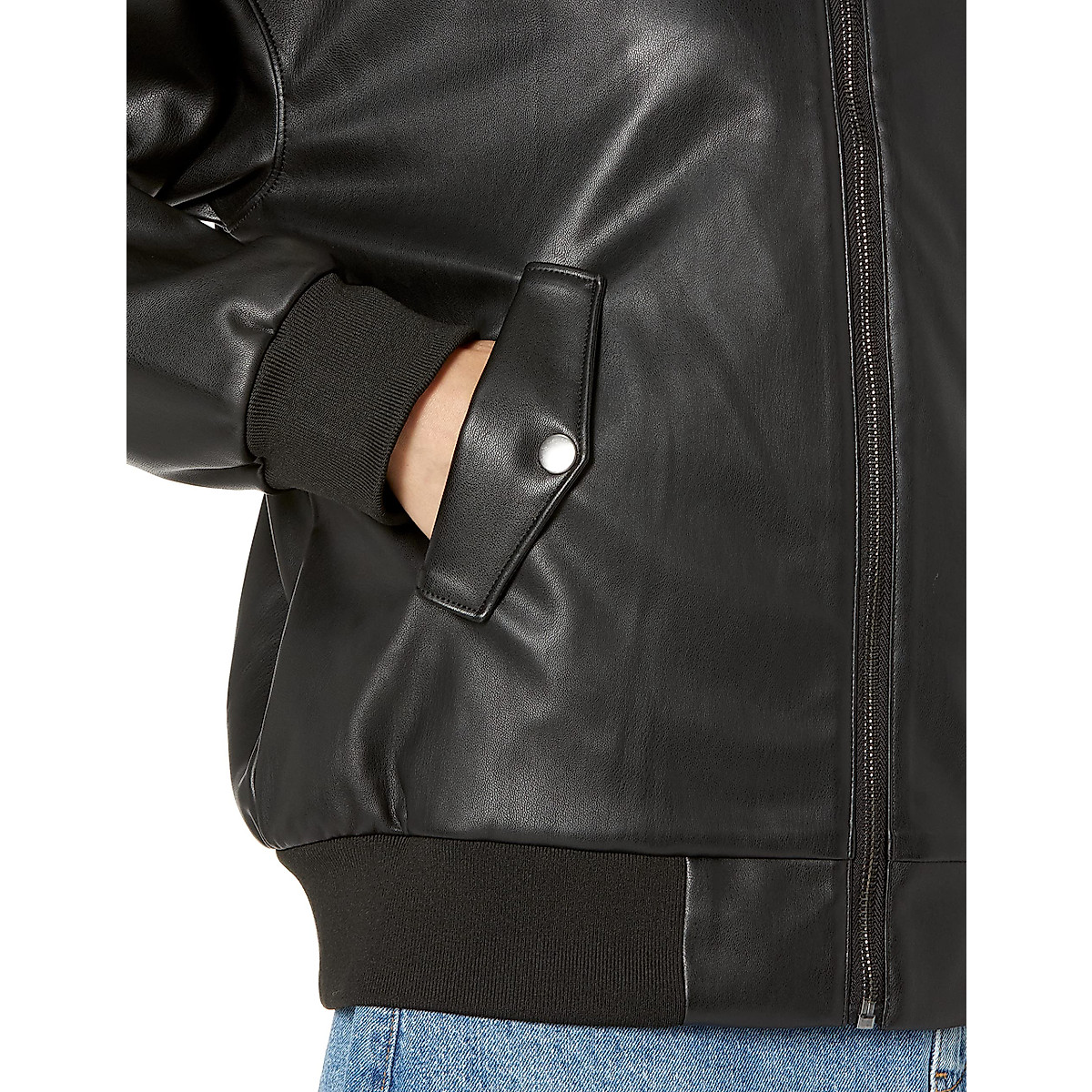 The Drop Women's Iman Vegan Leather Bomber, Black, M