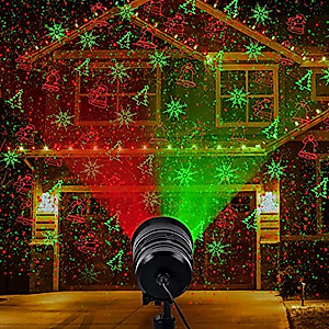Christmas Projector Lights Outdoor Holiday Laser Lights Landscape Spotlight Red and Green Star Shower with 360 Accessibility Wireless Remote Christmas Decor for Xmas Party Outdoor Garden Patio Wall