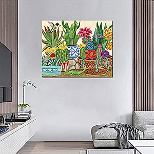 TISHIRON Paint by Number Easy for Adults Kids Beginner, Drawing Paintwork with Paintbrushes, Arts Craft Home Wall Decor, Acrylic Pigment-Holiday Decor Gifts, Succulents Collection 16x20inch