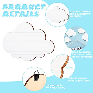 4 Pcs Cloud Wall Decor Wood Hanging Cloud Nursery Room Clouds Decorations White Cloud Decor for Room Cloud Party Decorations