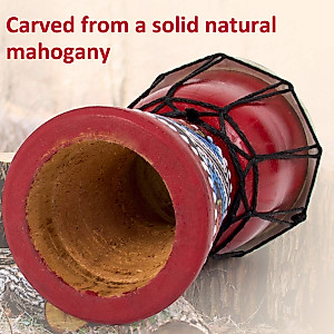 Kmise Djembe African Hand Drum Mini Djembe Mahogany Standard Goat Skin Drumhead (4 inch)