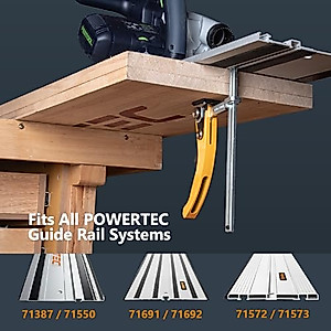 POWERTEC 71408 Quick Release Ratcheting Table Clamp for MFT and Guide Rail System, 7” (178mm)