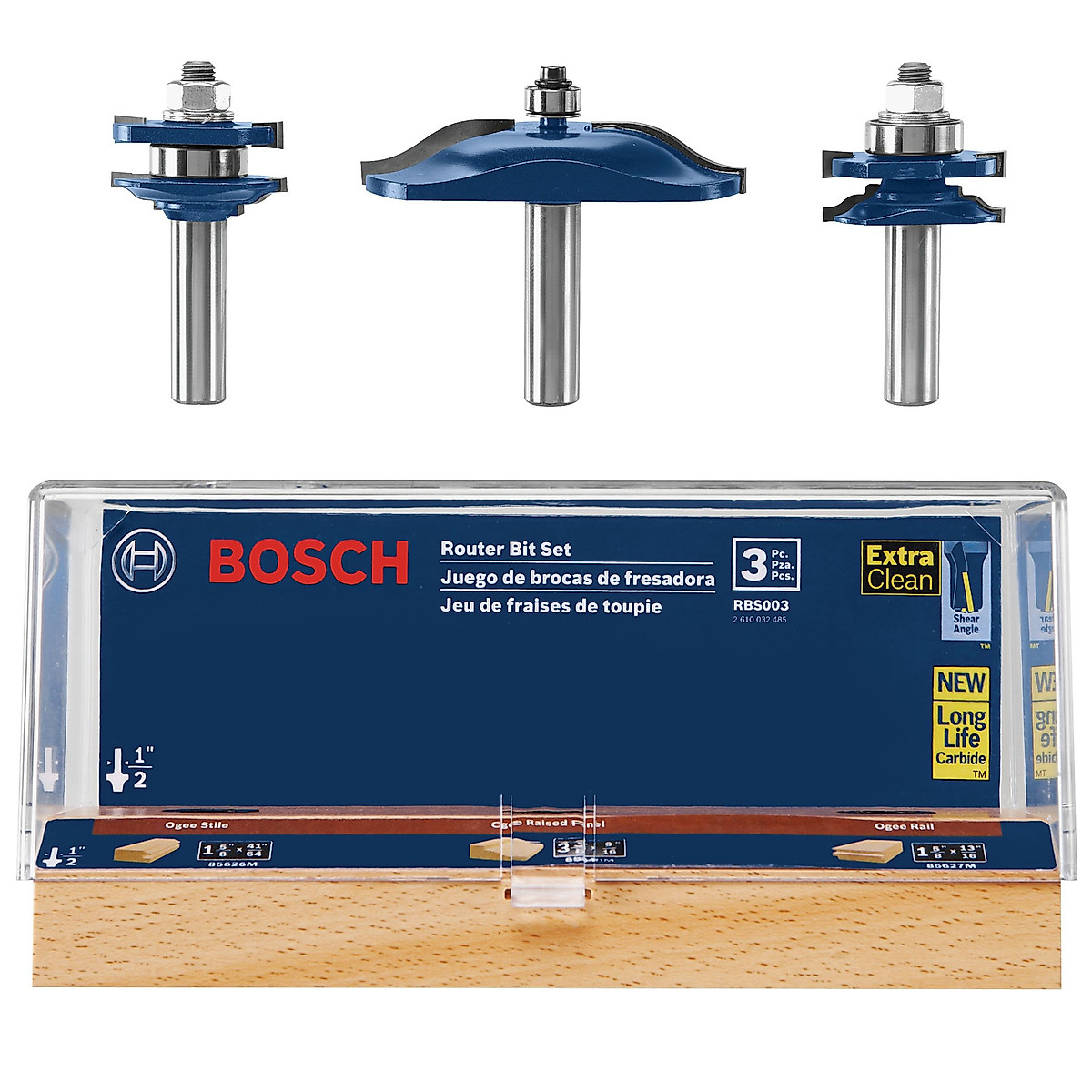 BOSCH RBS003 3-Piece Ogee Door/Cabinetry Set 1/2 In.-Shank