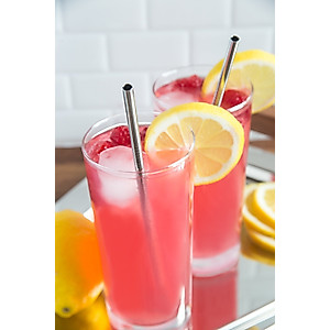 Outset Stainless Steel Straight Reusable Straws, 1 x 4.5 x 10 inches, Metallic