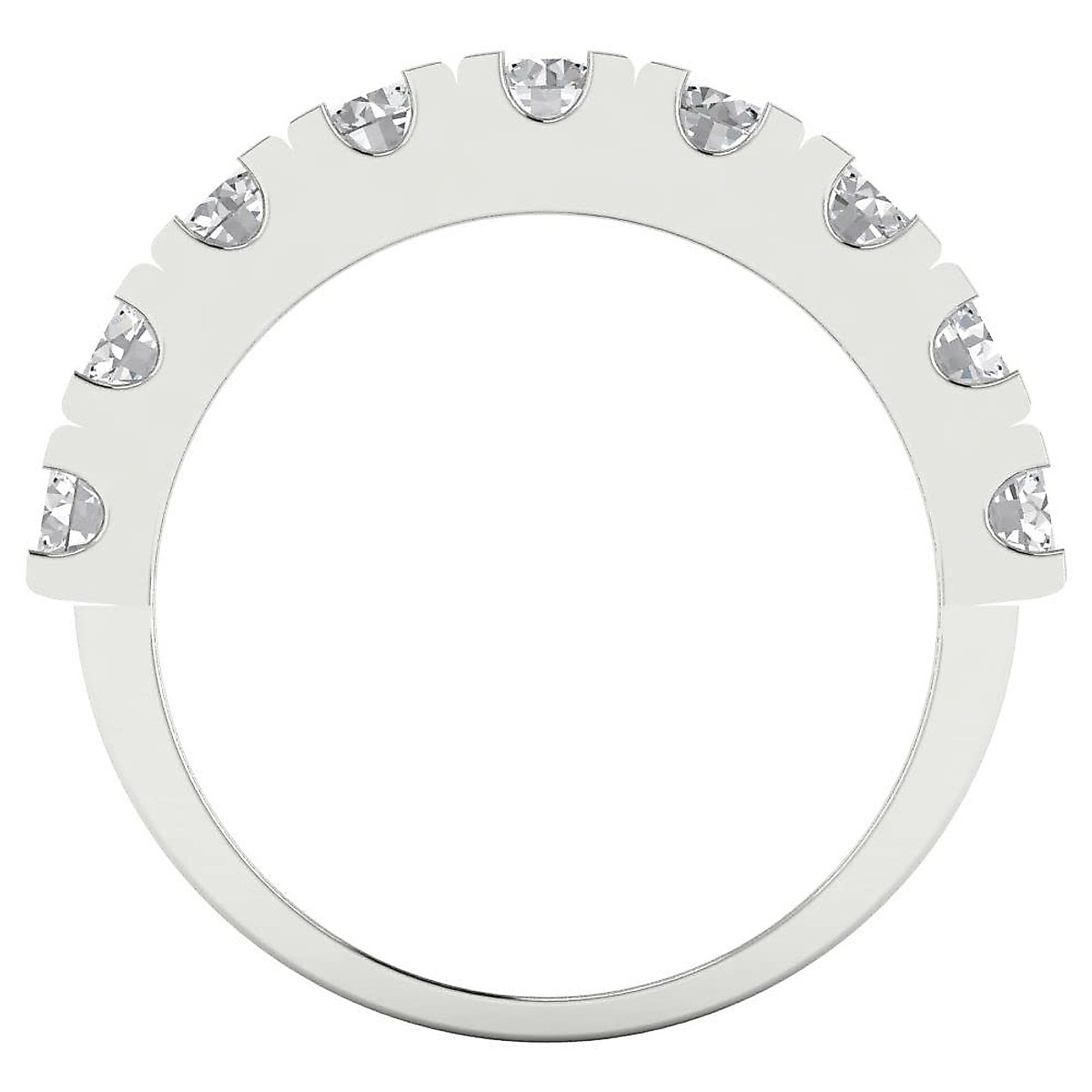 1.53 ct Round Cut Clear Simulated Diamond 14k White Gold Stackable Wedding Engagement Designer Anniversary Ring Band Sz 9.5