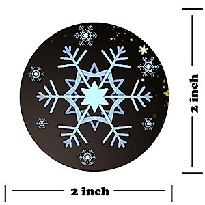 Remarkable Snowflake Christmas Stickers, 2 Inch Round Christmas Snowflake Sealing Labels Decals, Snowflake Holiday Sticker for Envelopes Bags Seals Decorations (504 Pcs)