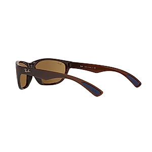 Ray-Ban RB4188 Wrap unisex-adult Sunglasses, Shiny Brown, 63 mm