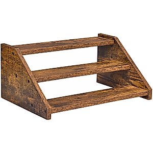 HOMCENES Wood Display Riser Stand, 3-Tier Display Shelf, Spice Rack, Vintage Tiered Step Shelf for Cupcakes and Collectibles Decoration, Large Panel, Big Space, Makeup and Perfume Organizer
