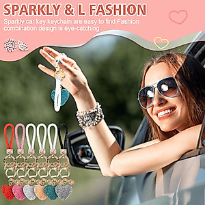 Car Keychain for Women with Rhinestone Heart Shape Bling Girl Cute Keychain for Christmas,Personalized Gift(A-Blue)