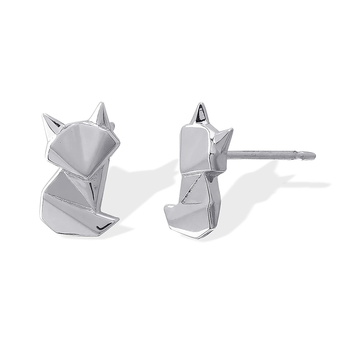 Boma Jewelry Sterling Silver Origami Fox Stud Earrings