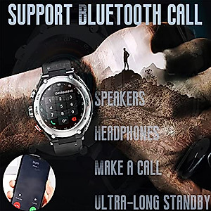 GUIQU Smart Watch with Earbuds, 6D Sound Effects, 1.3" HD Touch Screen, IP67 Waterproof, Sports Watch for Built-in GPS, Adventure Tactical Watch Compatible Android Phones and iOS