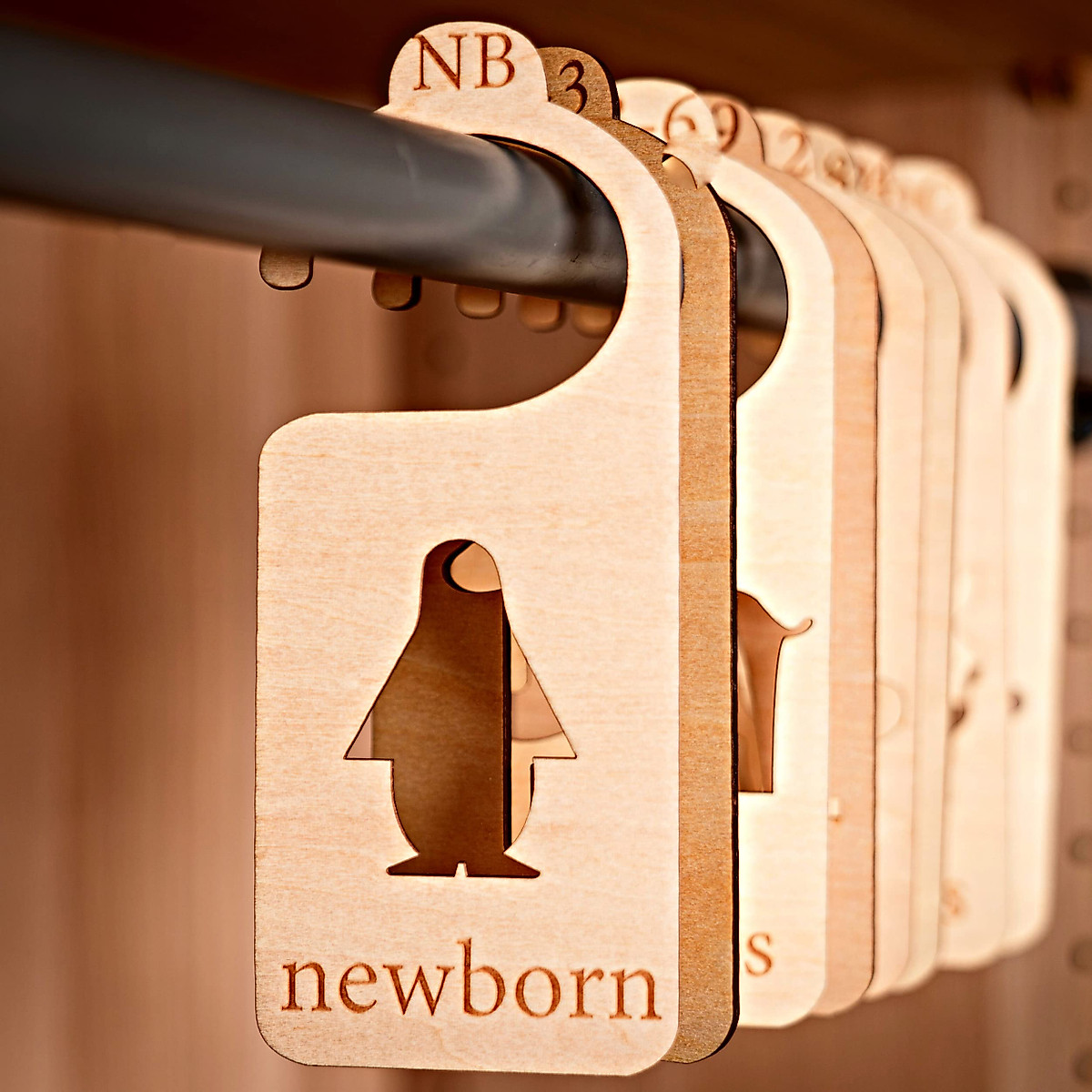 Baby Clothes Wood Size Dividers – 8 Double Sided Baby Closet Dividers - Organize Your Clothes with Baby Hangers for Nursery - Range of Newborn to 24 Months - Closet Dividers for Boys & Girls