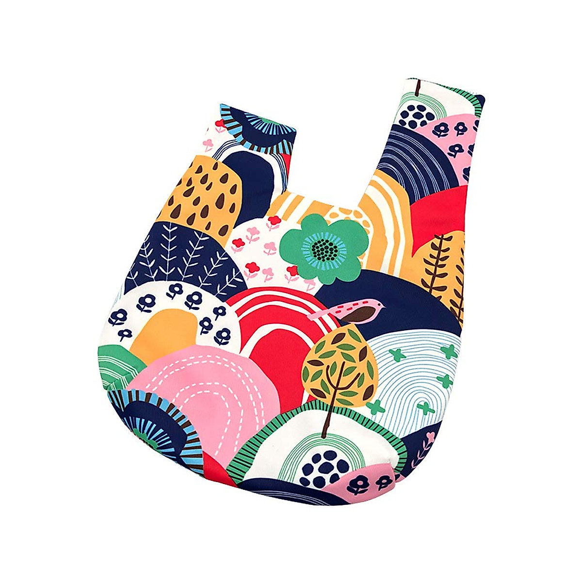 BAR Stylish Cotton Japanese Pattern Wrist Bag Sleeve Knot Pouch Portable Canvas Tote Purse for Female, Women (Graffiti)