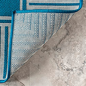 nuLOOM Asha Simple Border Indoor/Outdoor Area Rug, 8' x 10', Teal