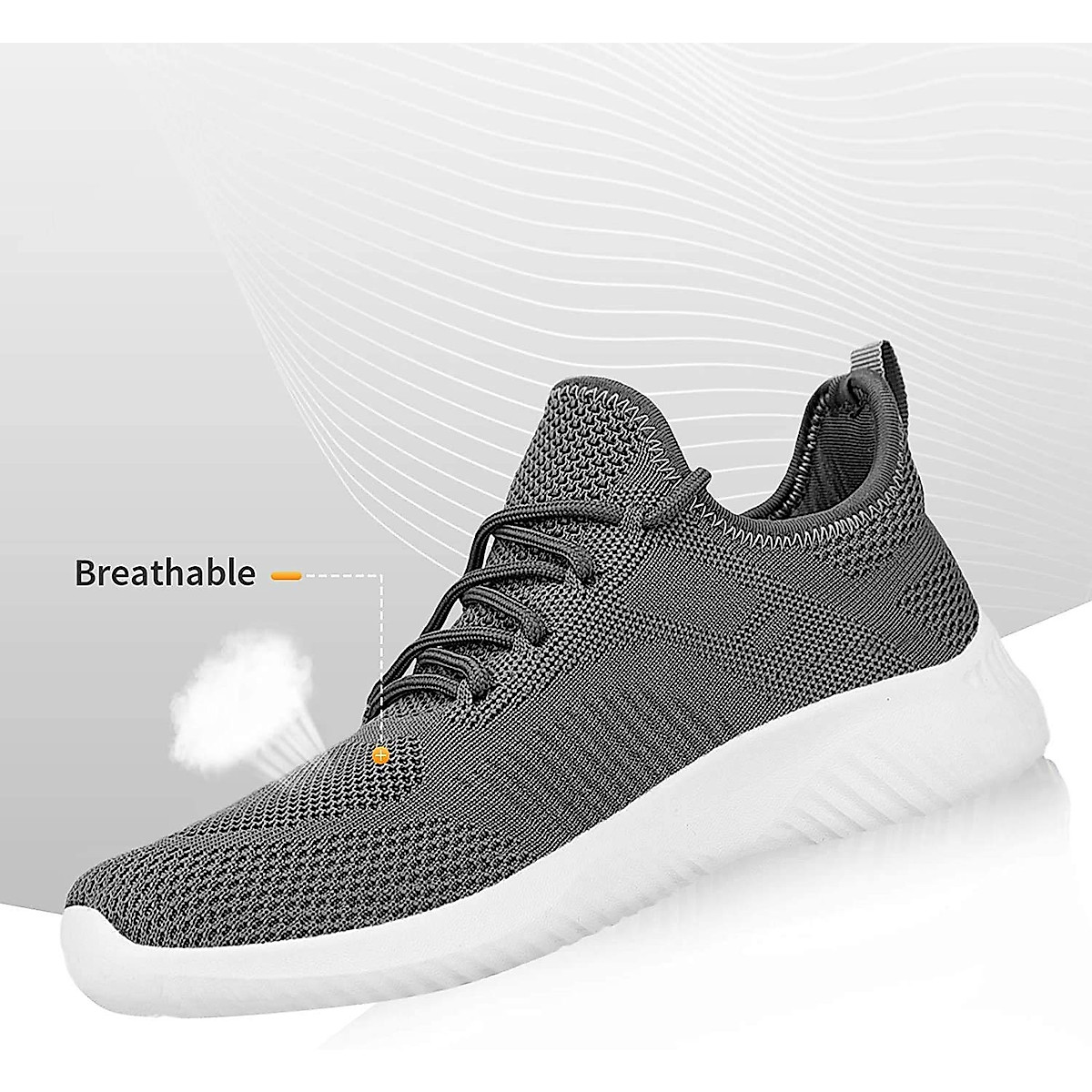 Sumotia Walking Shoes for Women Tennis Sneakers Breathable Lightweight Gym Shoes Non Slip Sports Shopping Travel, Gray 10.5
