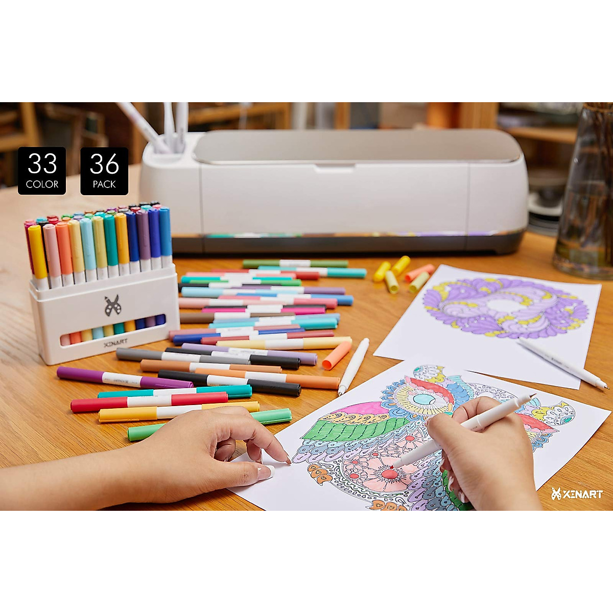 XINART Dual Tip Pens For Cricut Maker 3,Maker,Explore 3,Air 2,36 Pack Markers Pens Set Black Waterbased Ink Ultimate Fine Point Pen Supplies Bundle Marker Pen For Cricut Maker 3 (0.4 Tip & 1.0 Tip)