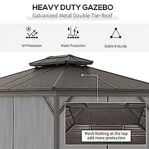 Generic 10 X12 Hardtop Gazebo Aluminum Frame Gazebo,Permanent Metal Roof W/Curtains Netting for Patio Lawn and Garden, Grey