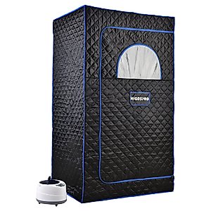 HIGOSPRO Portable Full Size Steam Sauna, Lightweight Steam Saunas for Home Spa, FCC Certified 2.6L & 1000W Steam Generator, 90 Minute Timer, Indoor Steam Sauna Tent with Remote Control, Black