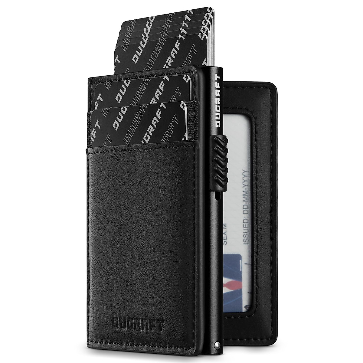 DUGRAFT Pop Up Wallet with ID Window, Minimalist Front Pocket Credit Card Holder for Men, Slim RFID Blocking Bifold Metal Card Case for 10 Cards, Cash