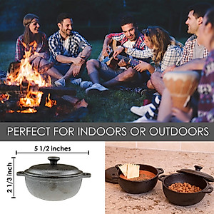 Heavy Duty Pre Seasoned Mini Cast Iron Dutch Oven Set of 3, Oven Safe Cooker, Black
