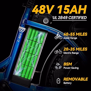 Folding Electric Bike for Adults, Up to 50 Miles 30 MPH, 48V 720Wh Removable Battery, 20" Fat Tire City Commuter Ebike, 1000W Motor, Step-Thru Foldable Electric Bicycle with Dual Shock Absorber