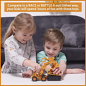 Chuchik Set of 3 Friction Power Transforming Construction Toys Vehicles Truck for Toddlers Age 3-6