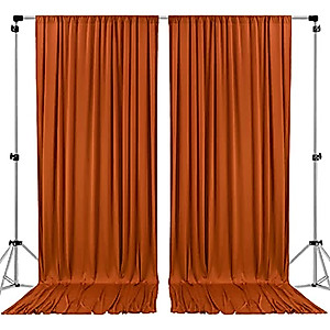 AK TRADING CO. 10 feet x 10 feet Rust Polyester Backdrop Drapes Curtains Panels with Rod Pockets - Wedding Ceremony Party Home Window Decorations
