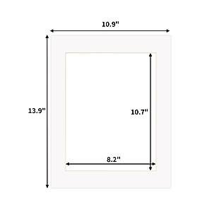 ZBEIVAN 11x14 White Picture Mats for 8.5x11 Pictures with Core Bevel Cut Frame Mattes - Pack of 12