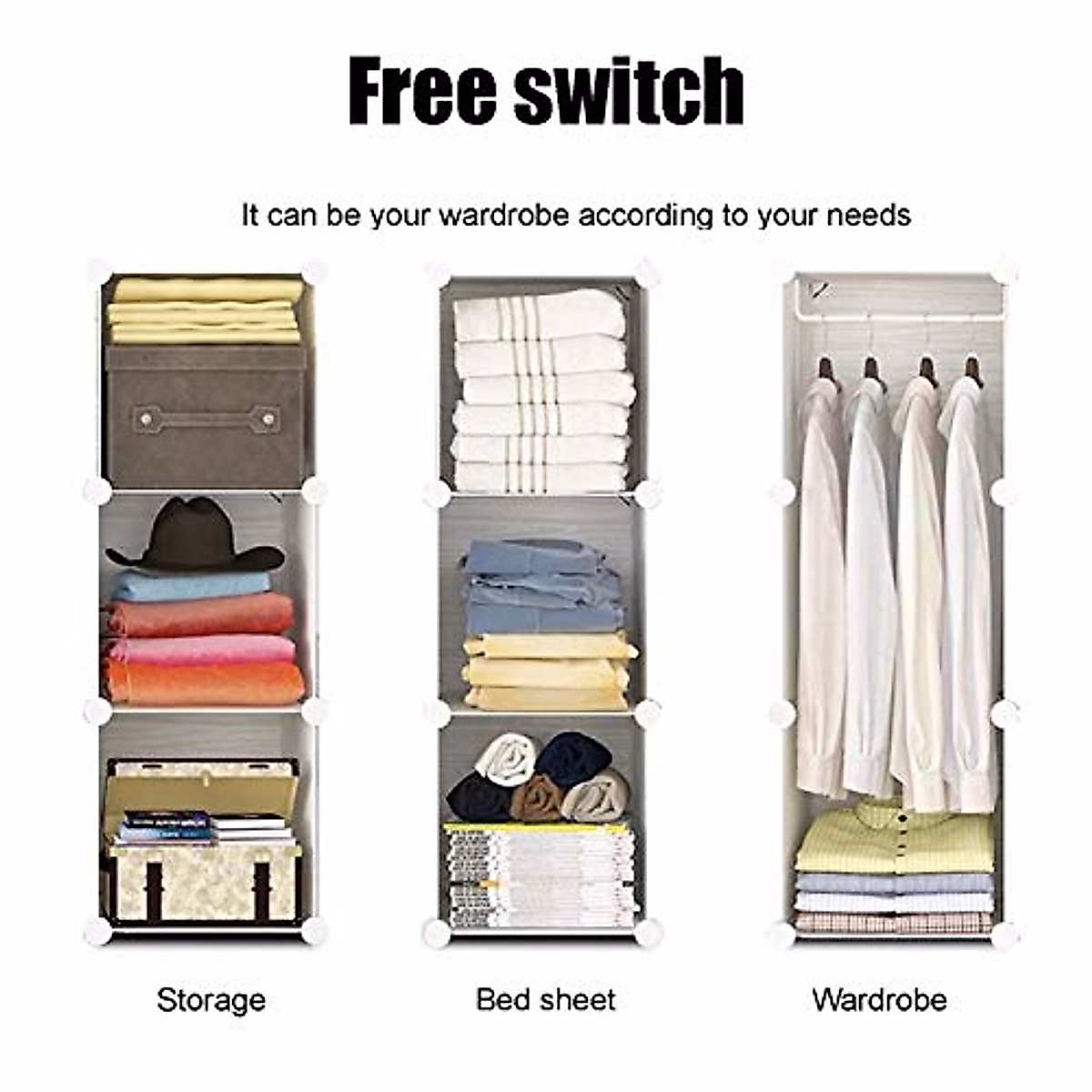 DWLOMHE DIY Plastic Storage Box Organizer, Storage Cabinet for The Bedroom, Office, House,16 Cubes