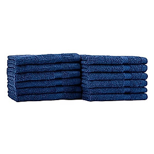 AKTI Premium Cotton Wash Cloths, Pack of 12, 13x13 Inches, 520 GMS, Durable, Quick Dry & Extra Absorbent Cleaning Cloth for Home, Spa, Hotel, Bathroom & Kitchen – Navy Washcloths