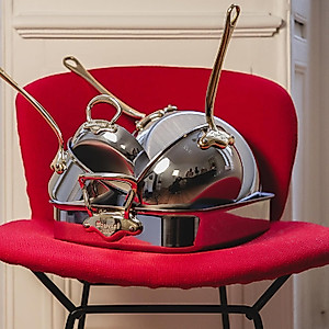 Mauviel M'Cook B 5-Ply Polished Stainless Steel 2-Piece Nonstick Frying Pan Set With Brass Handles, Made In France