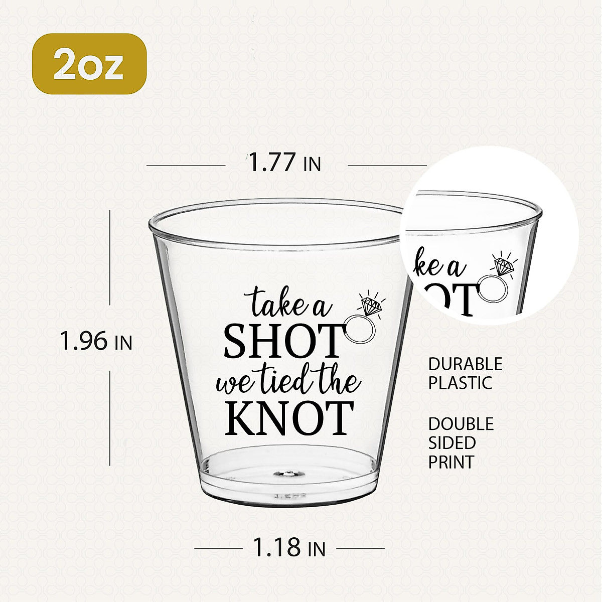 Take A Shot We Tied the Knot, 100 pcs Plastic Shot Glass, 2 oz, Wedding Party Favors, Wedding Gifts for Guests, Wedding Favors Bulk, Take Shot, Wedding Shot Glasses for Guests, Party Favors Wedding
