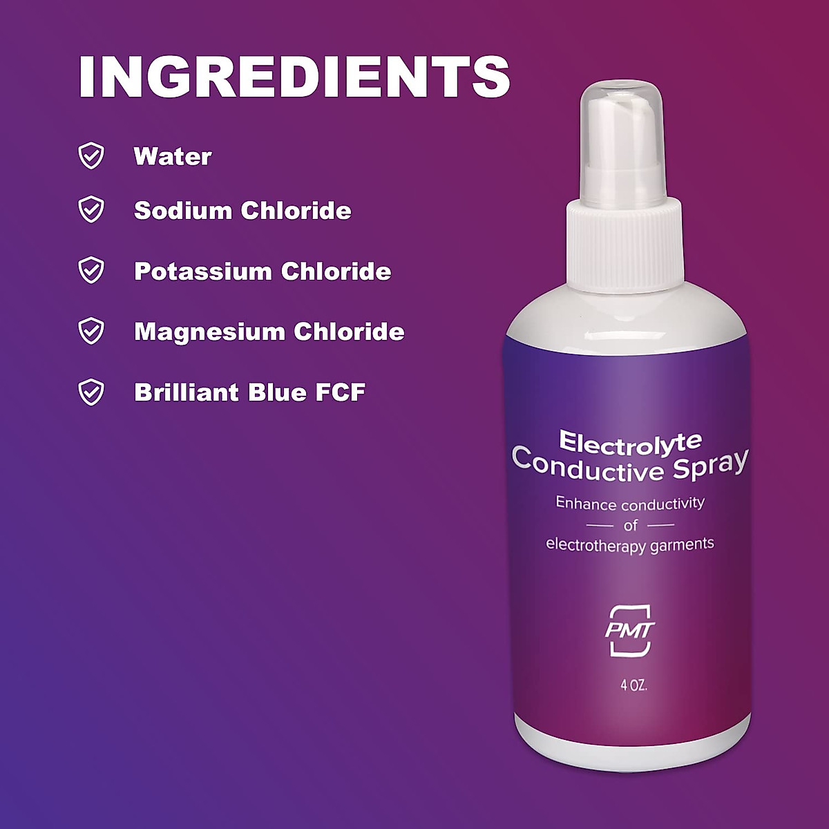 Electrolyte Conductive Spray by PMT. Electrotherapy Conductive Spray for use with Conductive TENS/EMS Garments… (4oz Menthol-Free)
