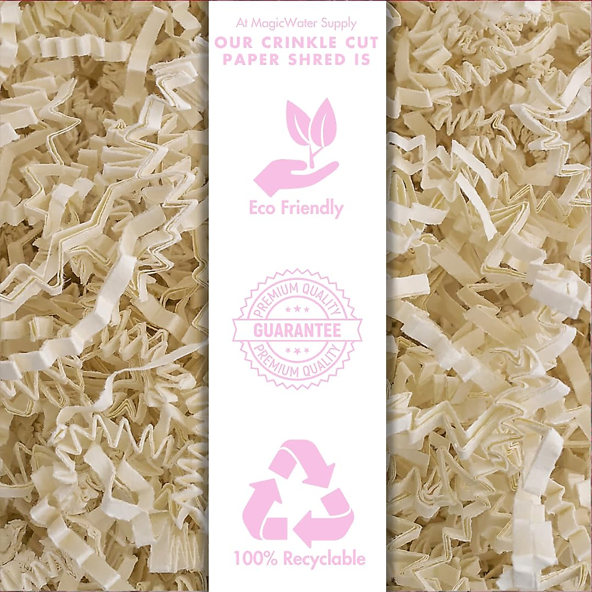 MagicWater Supply Crinkle Cut Paper Shred Filler (2 LB) for Gift Wrapping & Basket Filling - Light Ivory