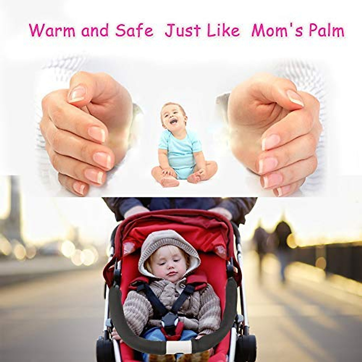 Adjustable Baby Stroller Handle Handlebar Trolley Bumper Grip Handle Bar Armrest Bumper Bar Baby Stroller Accessories Hand Tools(Black)