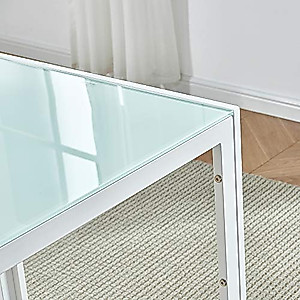 IDS Online Deluxe Glass Dining Table Set 7 Pieces Modern Design With Faux Leather Chair Elegant Style Anti Dirt, White