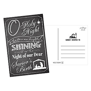 Hadley Designs 24 Black & White Religious Christmas Cards Boxed With Envelopes, 50 Holiday Greeting Cards, Blank Winter Postcard Set, Merry Christmas Cards, Seasons Greetings Note