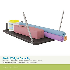 Suncast Outdoor Storage Shed Loft Shelf Kit, Space-Saving Hanging Shelf for Outdoor Storage Sheds, 45" W x 24" D x 1.5" H, Black