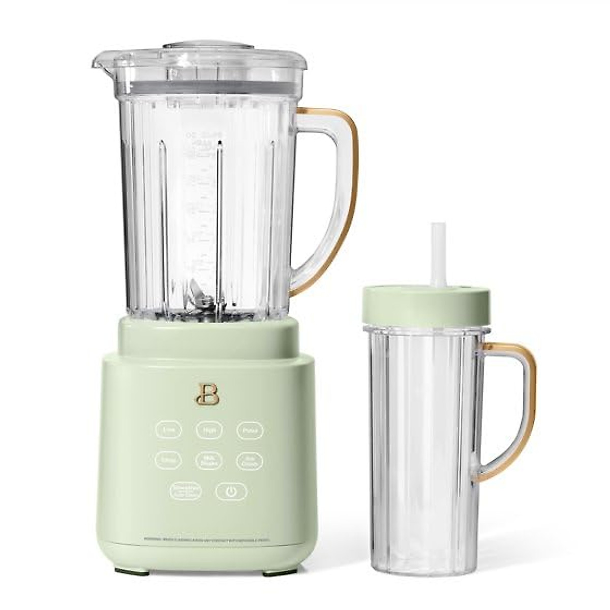 Beautiful PowerExact Blender System, 700W, 50oz Tritan Jar, 20oz Single-Serve Cup (Sage Green) by Drew Barrymore