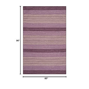 SAFAVIEH Marbella Collection Area Rug - 5' x 8', Lilac, Handmade Flat Weave Stripe Wool, Ideal for High Traffic Areas in Living Room, Bedroom (MRB281A)