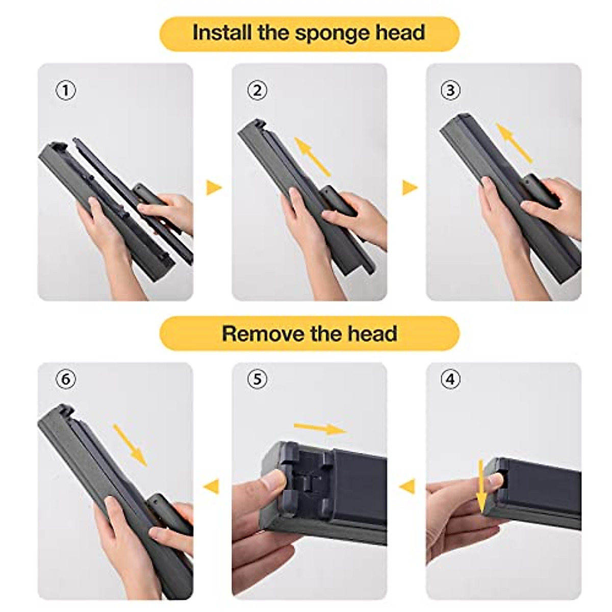 Yocada Mop and Bucket with Wringer Set Sponge Mop and Collapsible Bucket Kit for Home Commercial Tile Floor Bathroom Garage Cleaning with Total 2 Sponge Heads Easily Dry Wringing