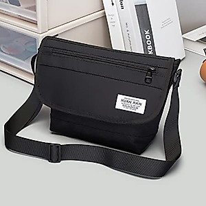 BIMMI Waterproof Messenger Bag for Men and Women - Casual Shoulder Crossbody Bag for Work,and Travel - Small Satchel Handbag Bag Black