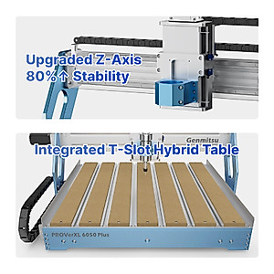 Genmitsu CNC Machine PROVerXL 6050 Plus for Metal Wood Acrylic MDF Carving, GRBL Control, 3 Axis Milling CNC Router Machine, Hybrid Table, Working Area 600 x 500 x 115mm (23.62" x 19.69" x 4.53")