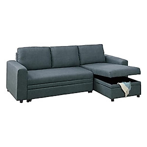 APAINI Convertible Sectional Sofa Ash Black Pull Out Bed Couch Storage Chaise Reversible Living Room Furniture Lounge (Color : E, Size : As Shown)