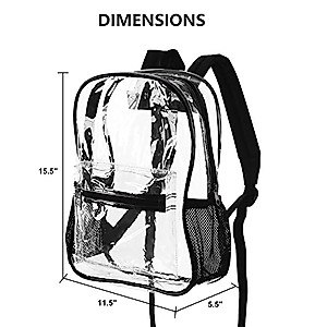 Aertiavty Clear Backpack Heavy Duty See Through Backpack PVC Transparent Backpack for School, Work, Festival, Security, Sports Events (Black)