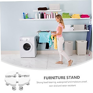 Yardenfun Air Conditioner Base Bracket Anti Vibration Washing Machine Support Stand for Mini Fridge Adjustable Base Washing Machine Stand Washer Stand White Plastic It Can Move Refrigerator
